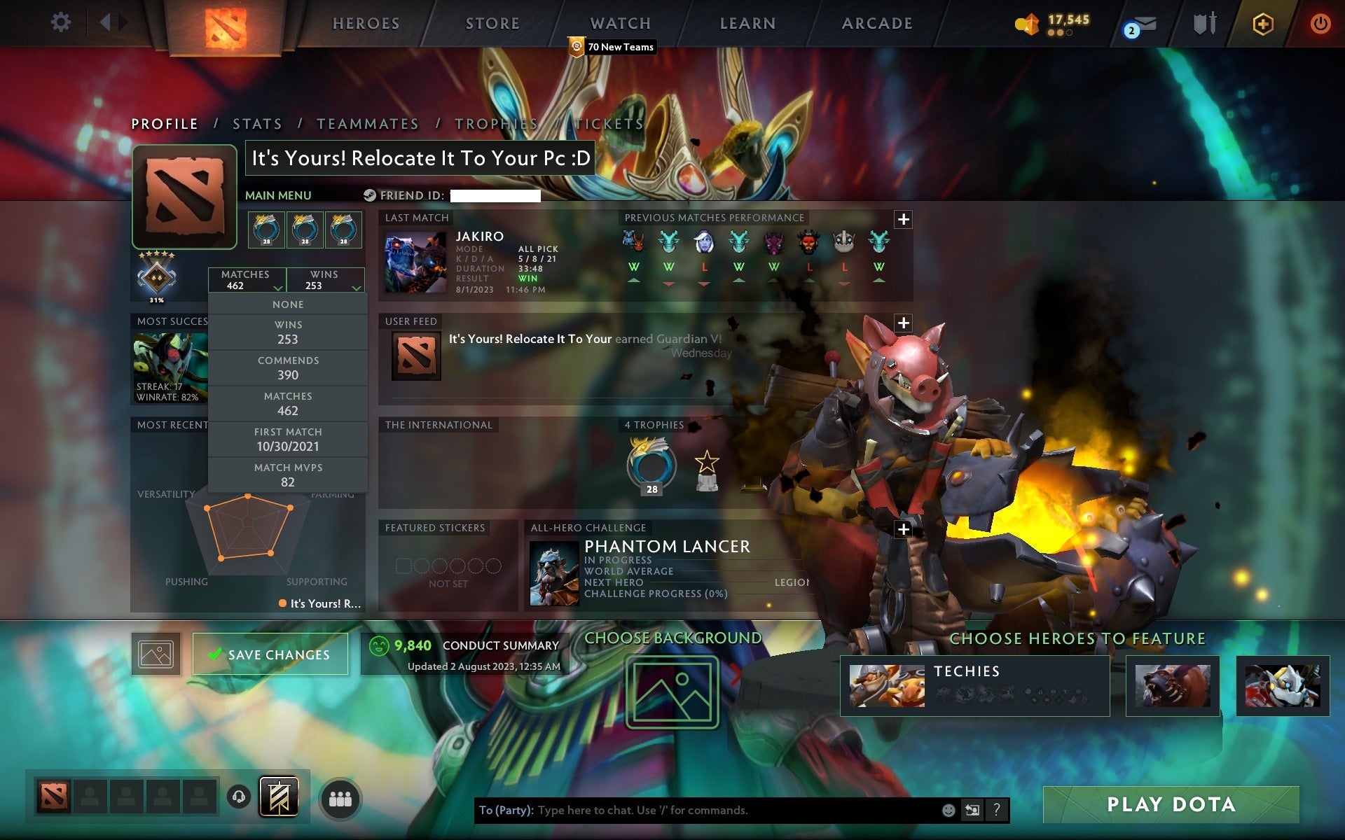 Guardian V | MMR: 1443 - Behavior: 9840 – VikingDOTA