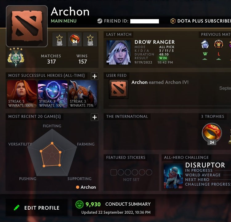 Archon IV | MMR: 2700 - Behavior: 9930 – VikingDOTA