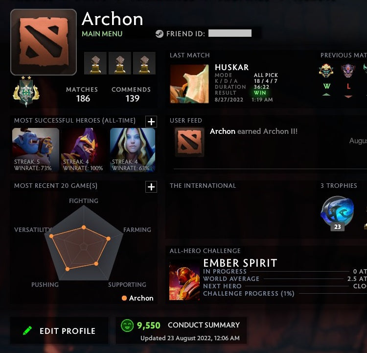Archon II | MMR: 2620 - Behavior: 9550 – VikingDOTA