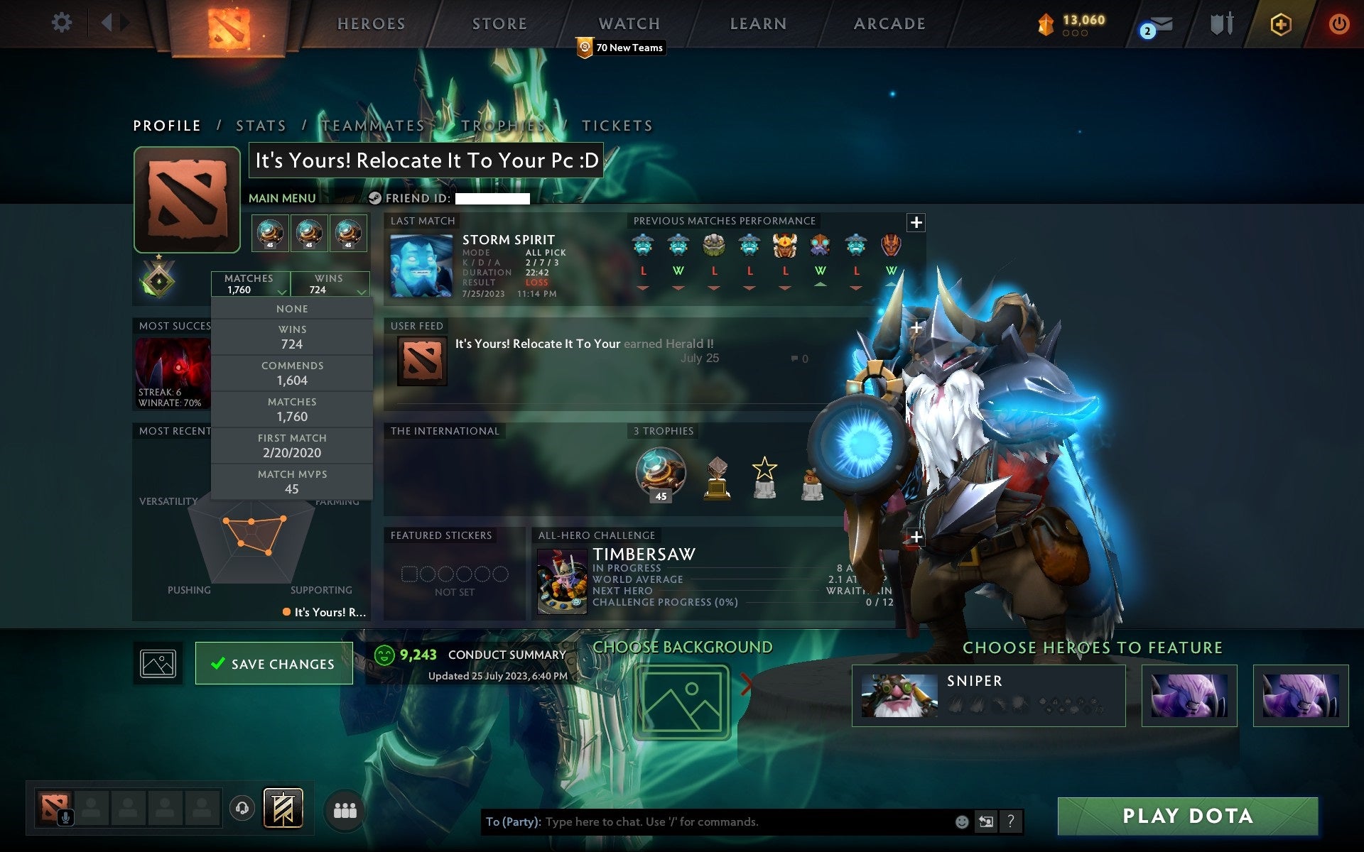 Herald I | MMR: 1 - Behavior: 9243 – VikingDOTA