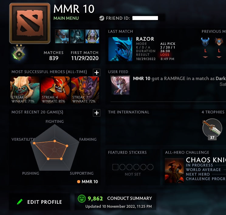 Herald II | MMR: 10 - Behavior: 9862 – VikingDOTA