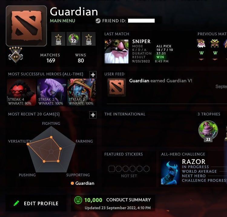 Guardian V | MMR: 1420 - Behavior: 10000 – VikingDOTA