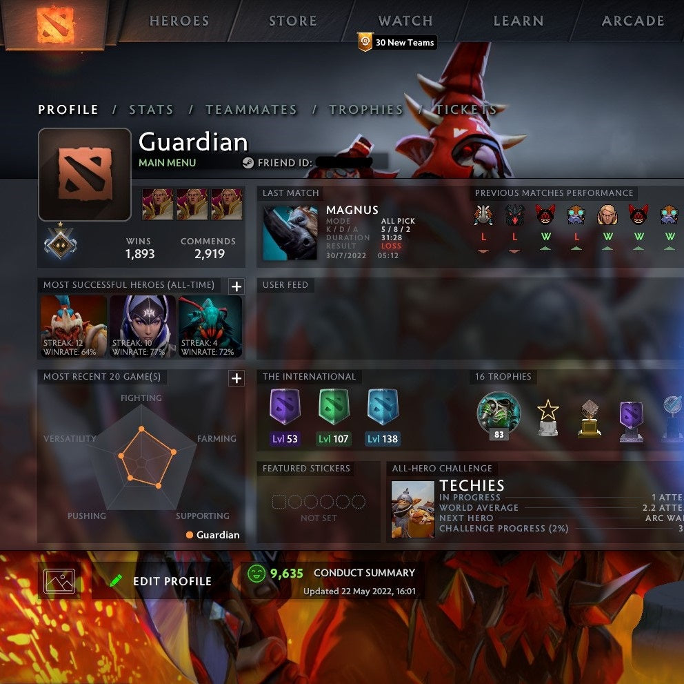 Guardian I | MMR: 770 - Behavior: 9635 – VikingDOTA