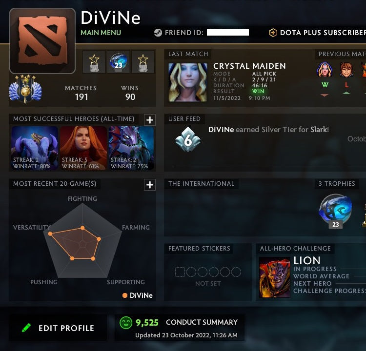 Divine IV | MMR: 5190 - Behavior: 9525 – VikingDOTA