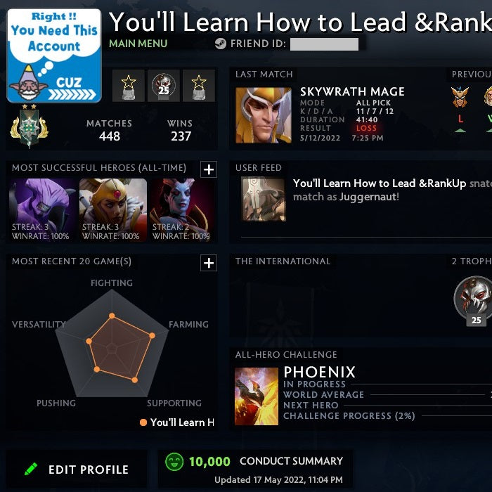 Archon II | MMR: 2430 - Behavior: 10000 – VikingDOTA