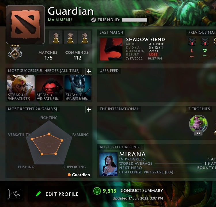 Guardian III | MMR: 1170 - Behavior: 9515 – VikingDOTA