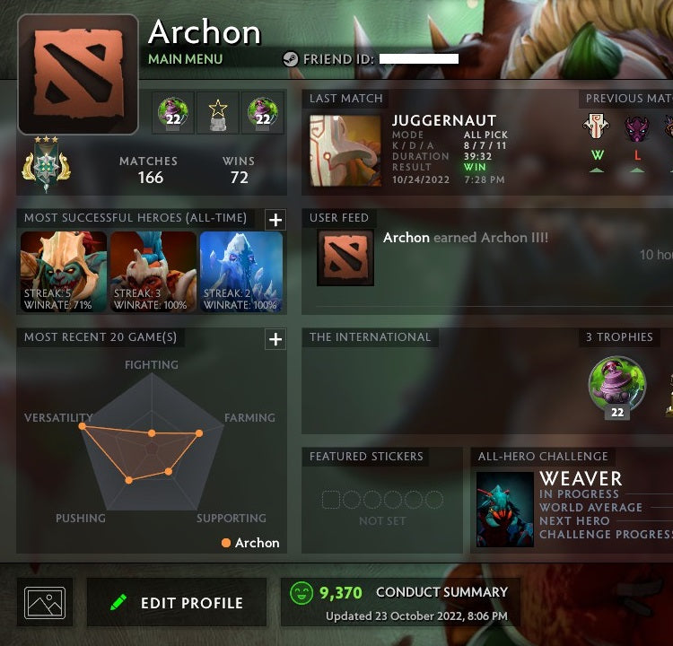 Archon III | MMR: 2720 - Behavior: 9370 – VikingDOTA