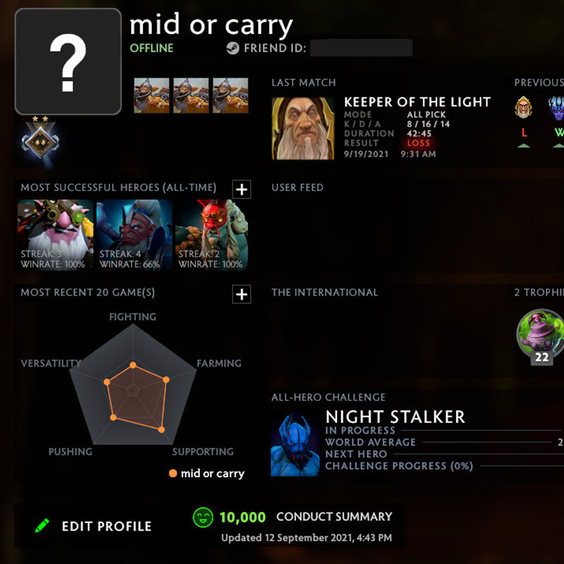 Guardian II | MMR: 950 - Behavior: 10000 – VikingDOTA