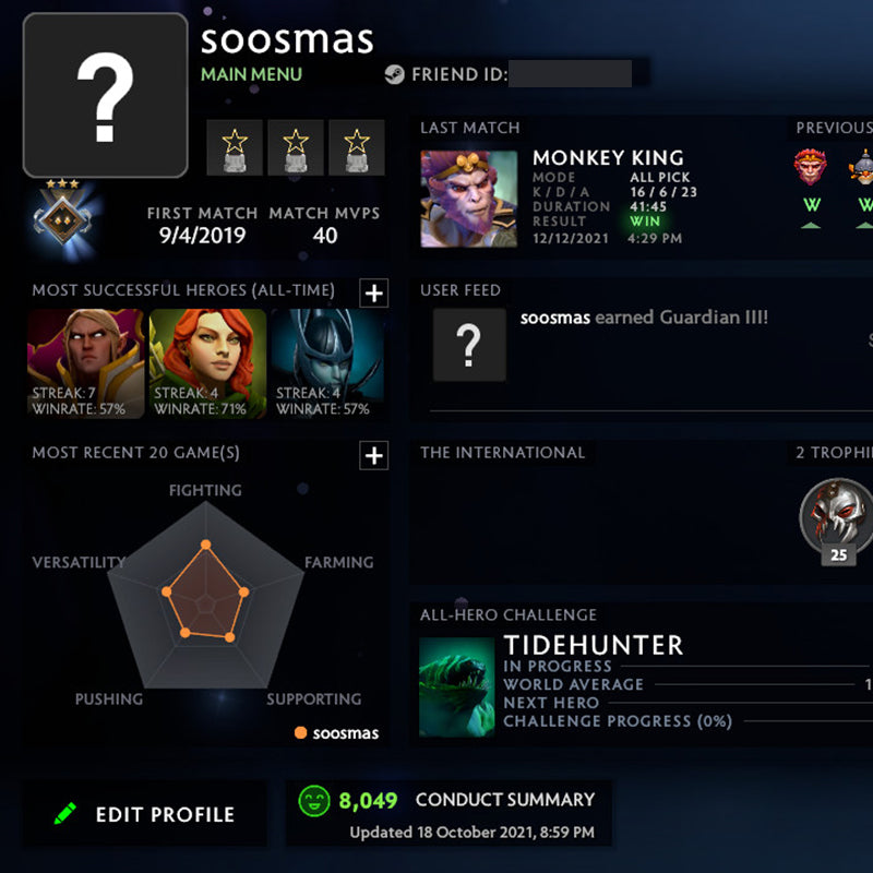 Guardian III | MMR: 1160 - Behavior: 8090 – VikingDOTA