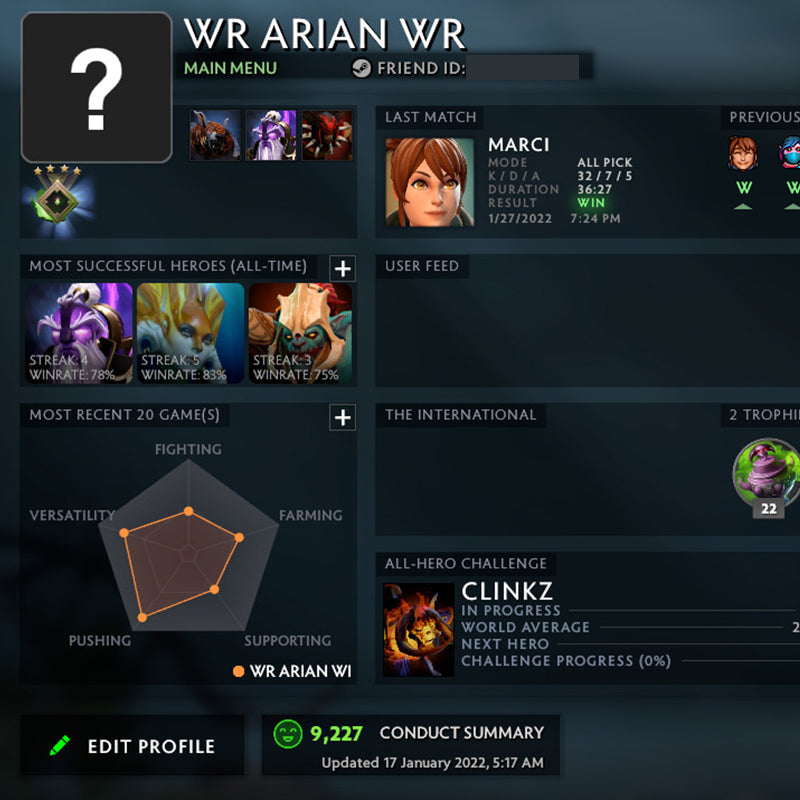 Herald IV | MMR: 480 - Behavior: 9227 – VikingDOTA