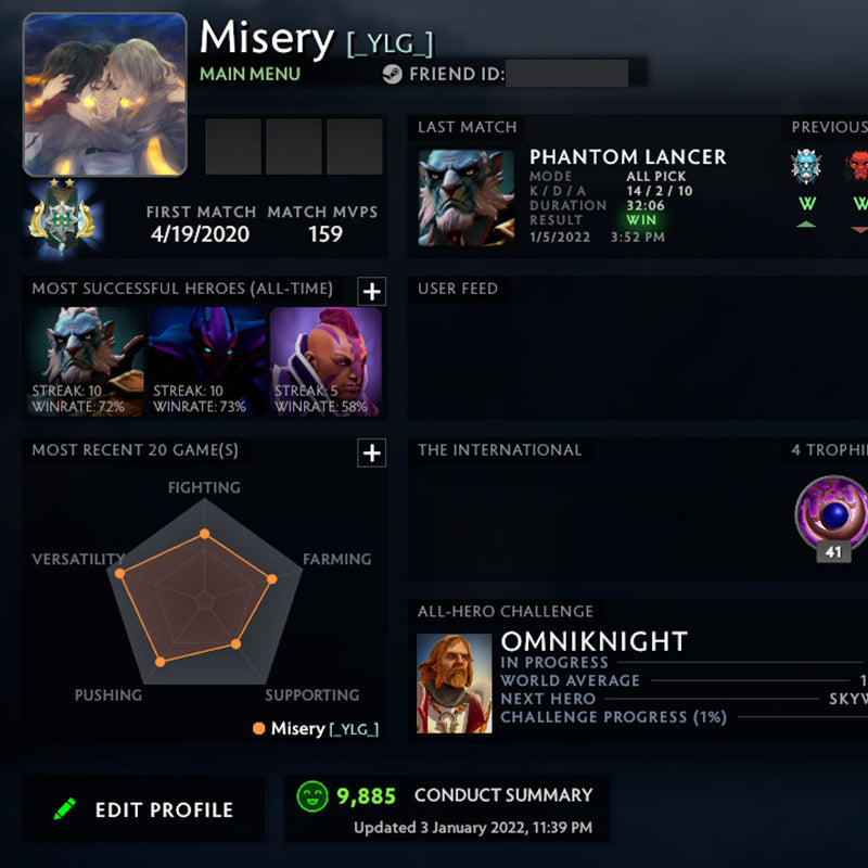 Archon II | MMR: 2550 - Behavior: 9885 – VikingDOTA