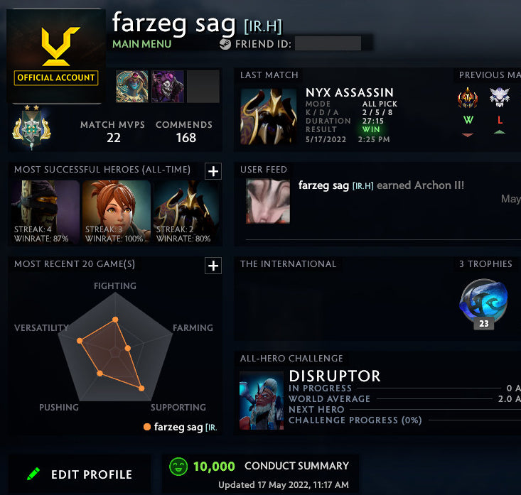 Archon II | MMR: 2470 - Behavior: 10000 – VikingDOTA