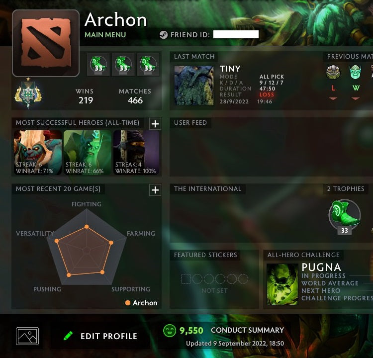 Archon I | MMR: 2350 - Behavior: 9550 – VikingDOTA